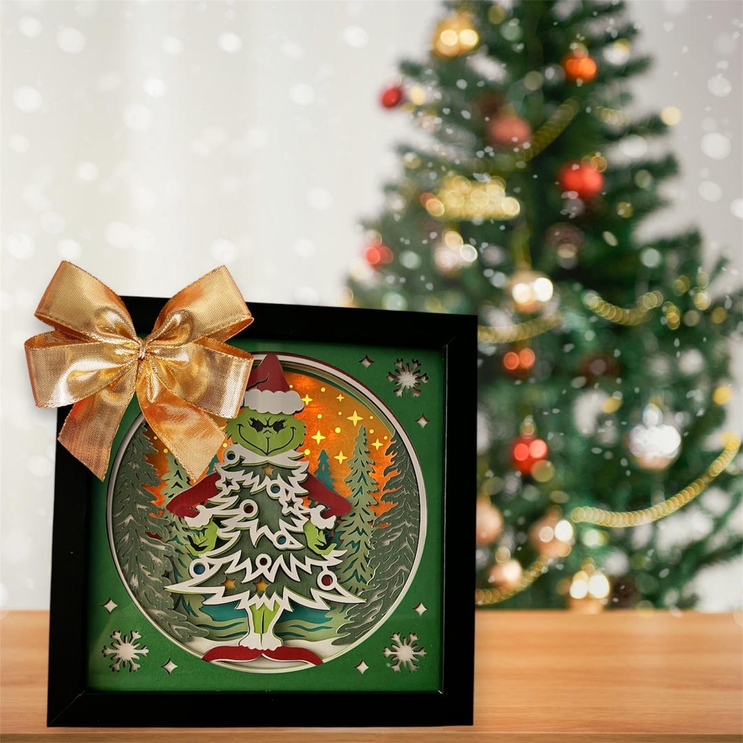 Grinch/light Up/christmas/wall Decor/frames/3d Shadowbox - Etsy