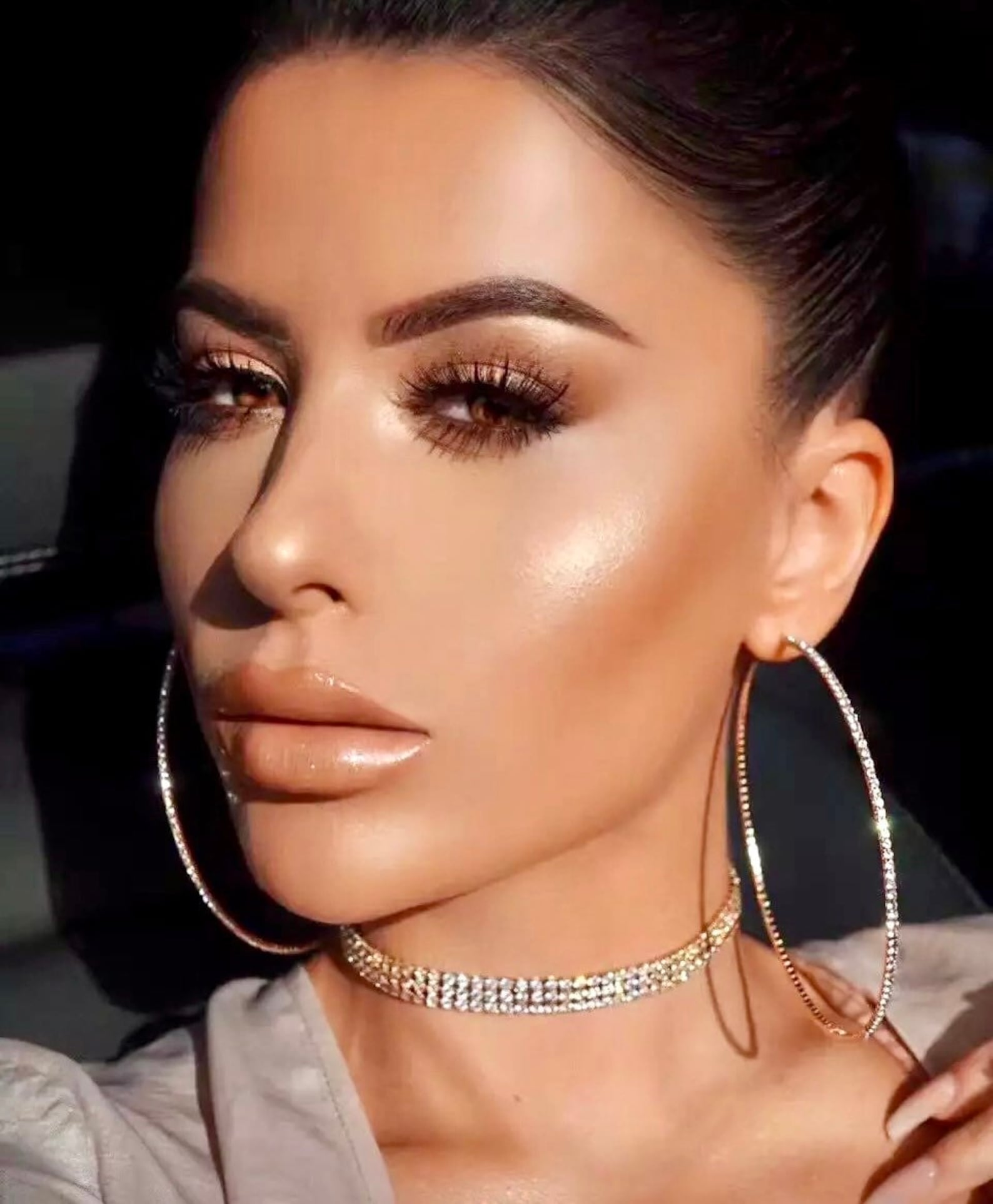 Large Hoop Rhinestone Earrings, Fashion Jewelry, Crystal Earrings ...