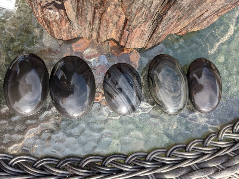 Silver Obsidian Ice Obsidian Palm Stones 1 EM11110424 | Etsy