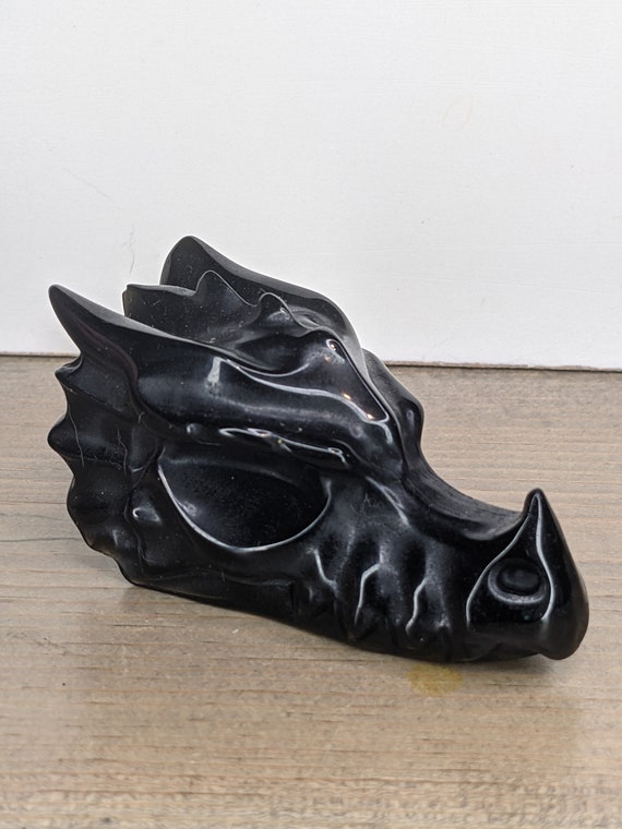 Obsidian Dragon Skull Obsidian Dragon Obsidian Carved - Etsy