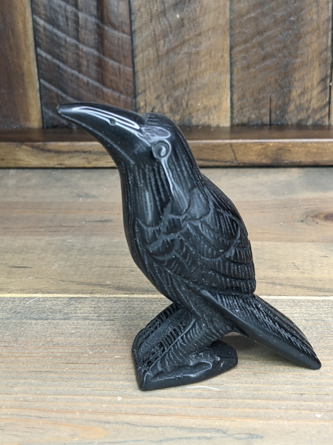 Obsidian Raven Obsidian Crow Obsidian Bird Carved Crystal - Etsy