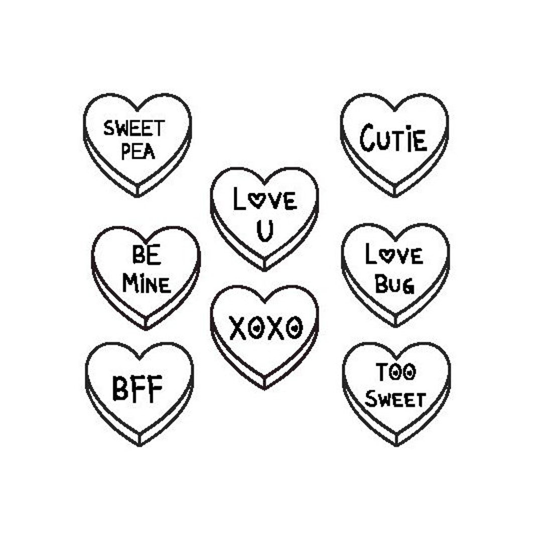 Candy Hearts (positive, Negative, & Blank) - Etsy