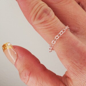 Thin Chain Ring, White Rose Gold Chain Ring, Minimalist Ring, Stacking ...