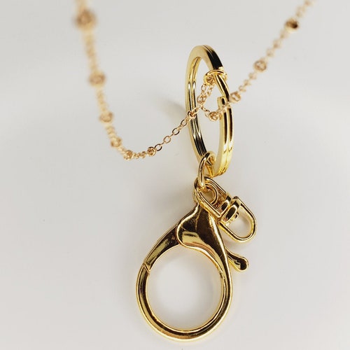 14K Gold Satellite Chain Lanyard Dainty Gold Chain ID Badge | Etsy