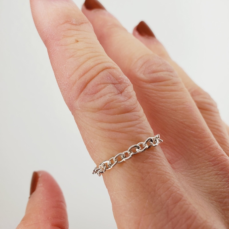 Silver Chain Ring - Etsy