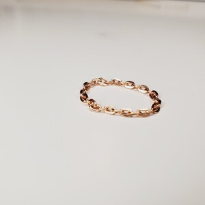 Rose Gold Thin Chain Ring, Delicate Curb Chain Ring, Minimalist Ring ...