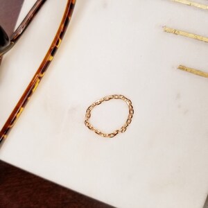 Rose Gold Thin Chain Ring, Delicate Curb Chain Ring, Minimalist Ring ...