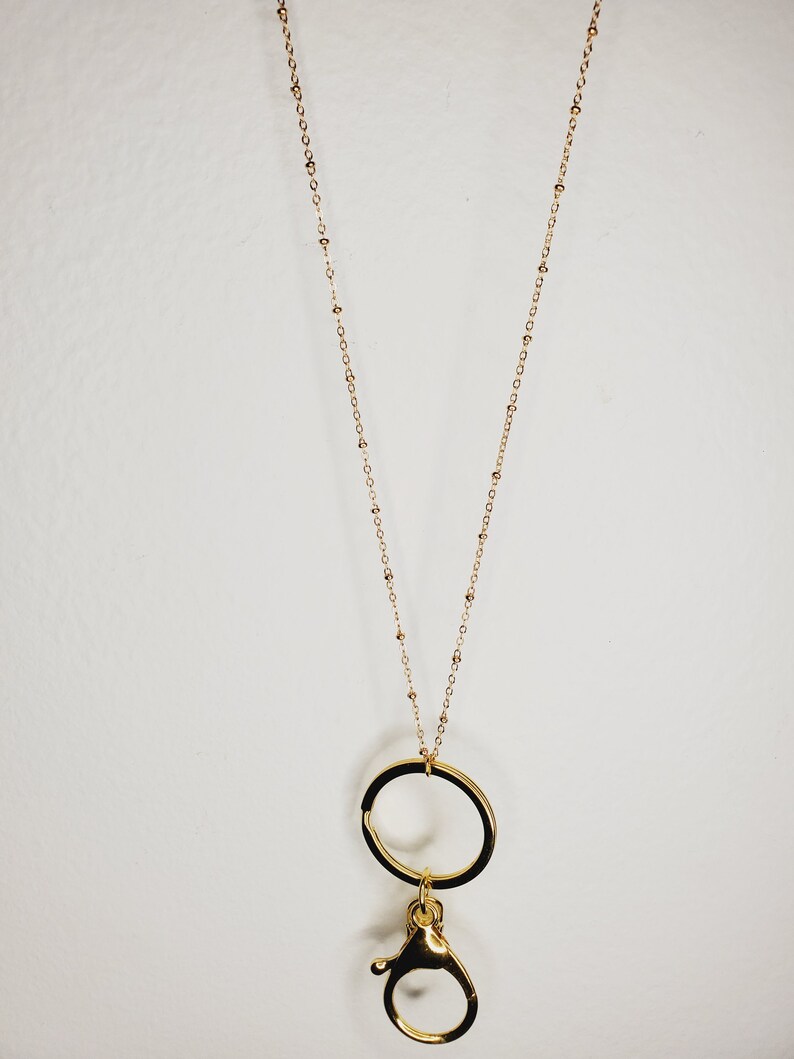 14K Gold Satellite Chain Lanyard Dainty Gold Chain ID Badge | Etsy