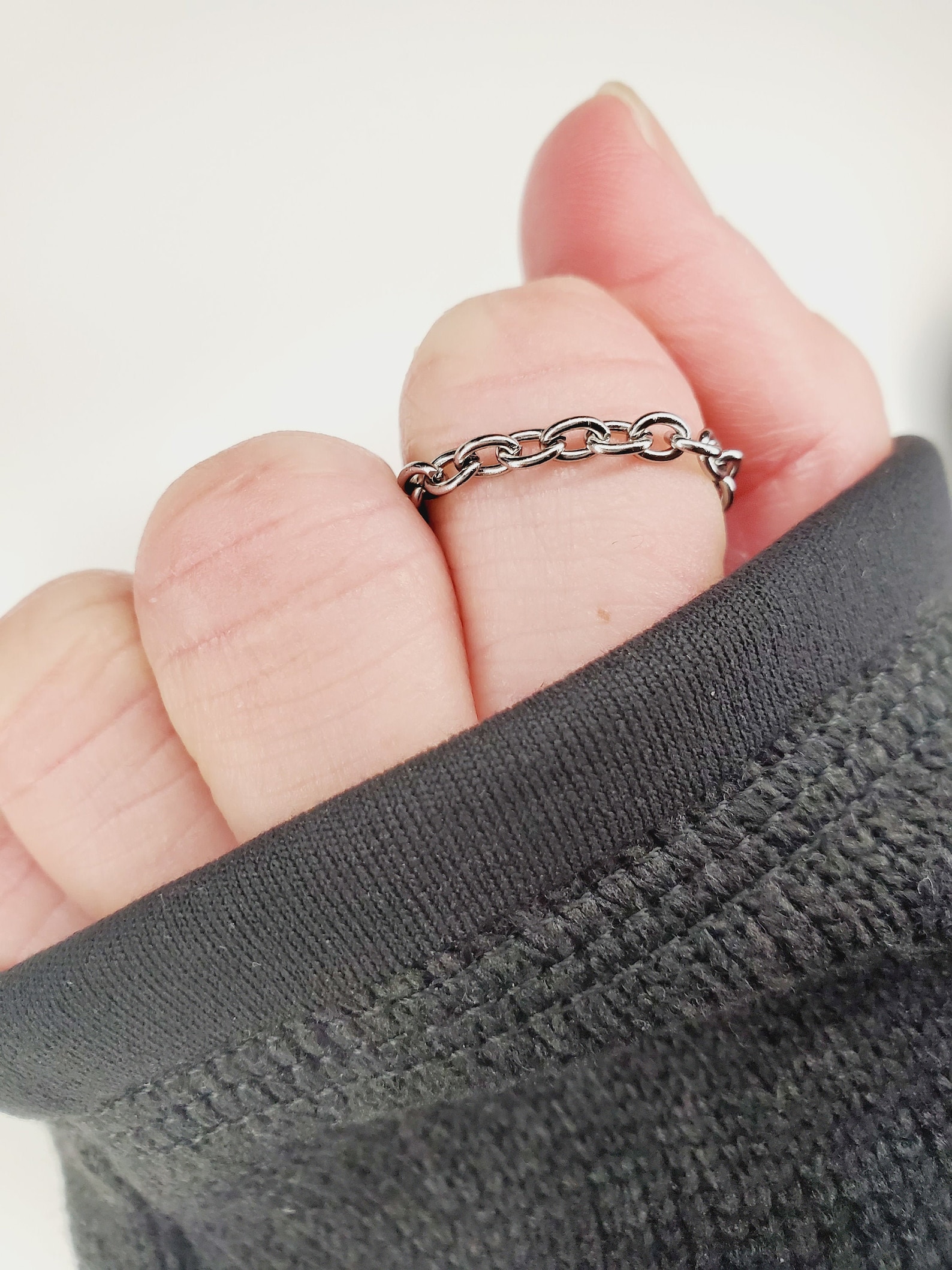 Non Tarnish Stainless Steel Chain Ring Curb Chain Silver - Etsy