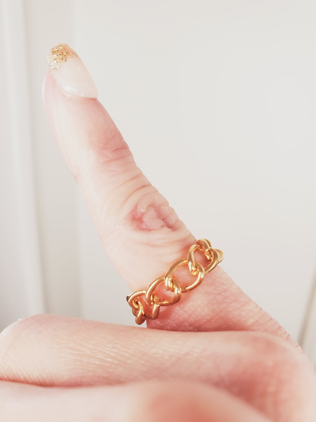 Chunky Curb Chain Ring, Gold Chain Ring, Minimalist Ring, Stacking Ring ...