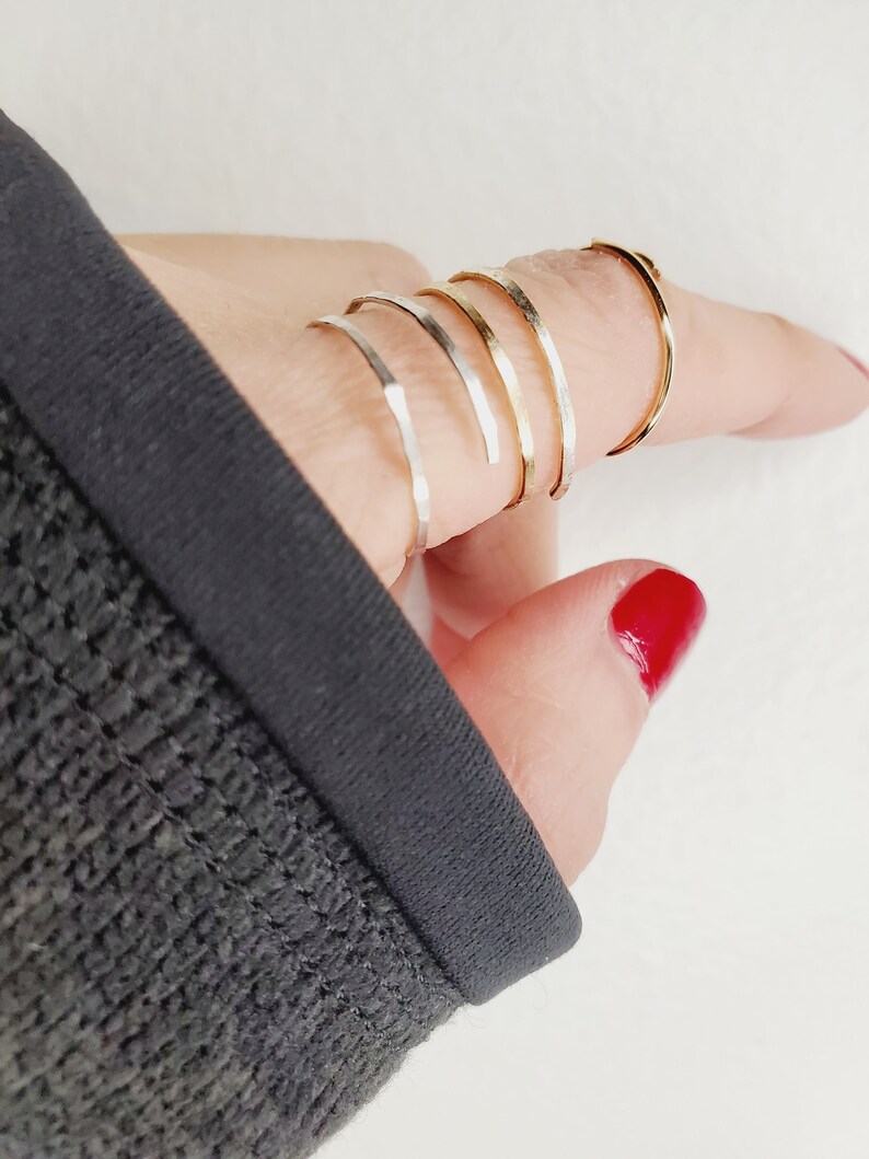 Dainty Open Ring Gold Wire Wrap Ring Adjustable Textured or | Etsy