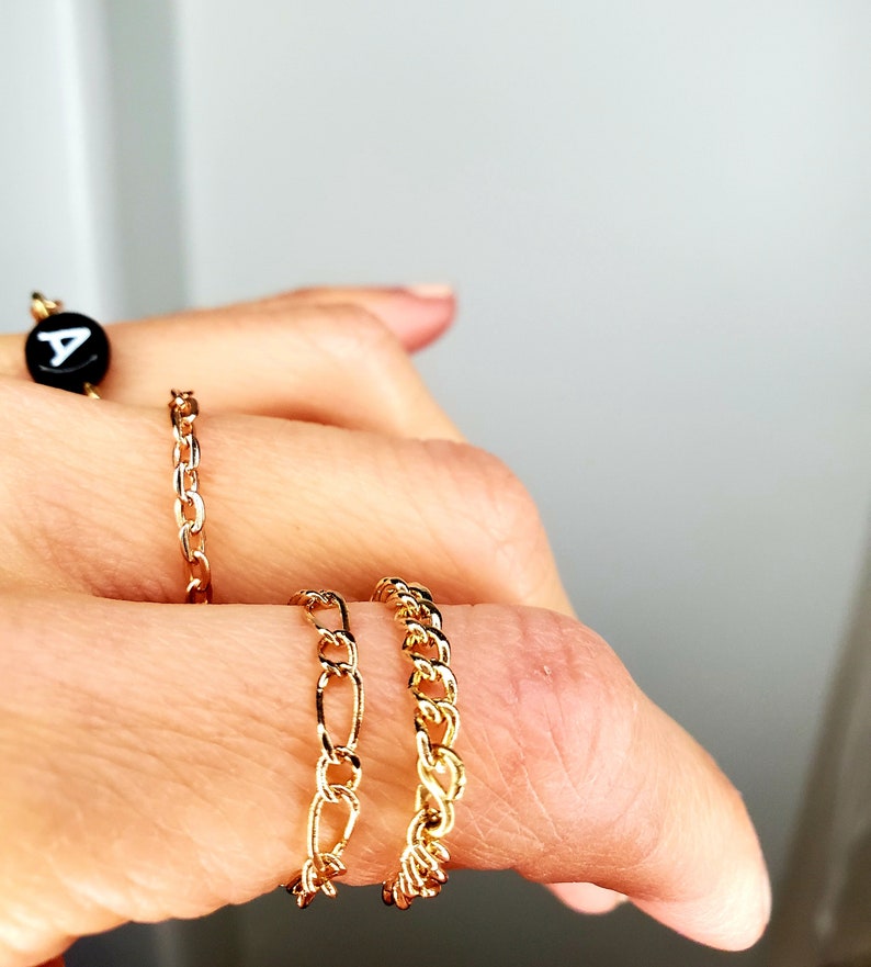Mini Figaro Thin Chain Ring Gold Chain Ring Minimalist Ring | Etsy