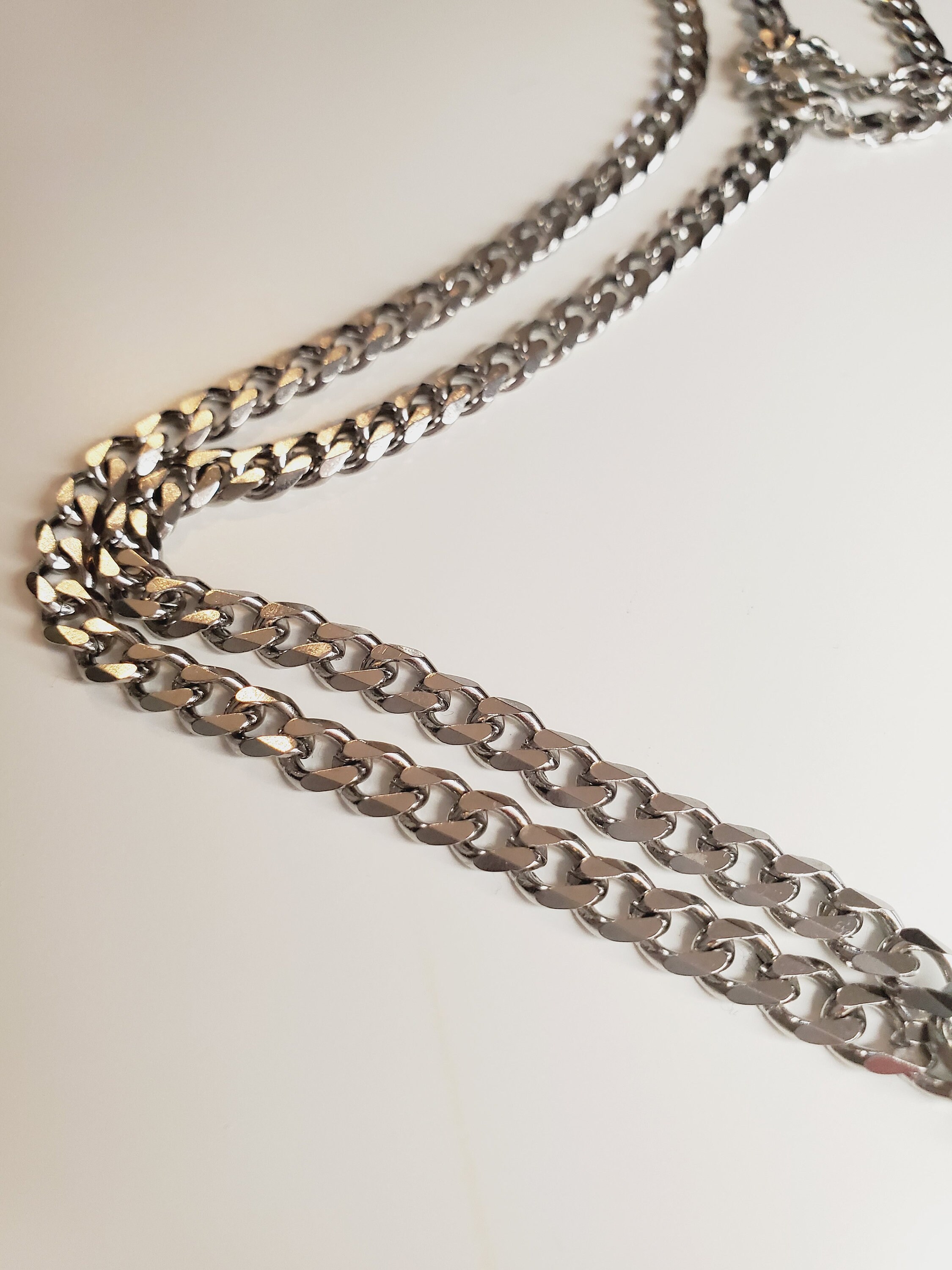 Stainless Steel Curb Chain Lanyard Chain ID Badge Holder | Etsy