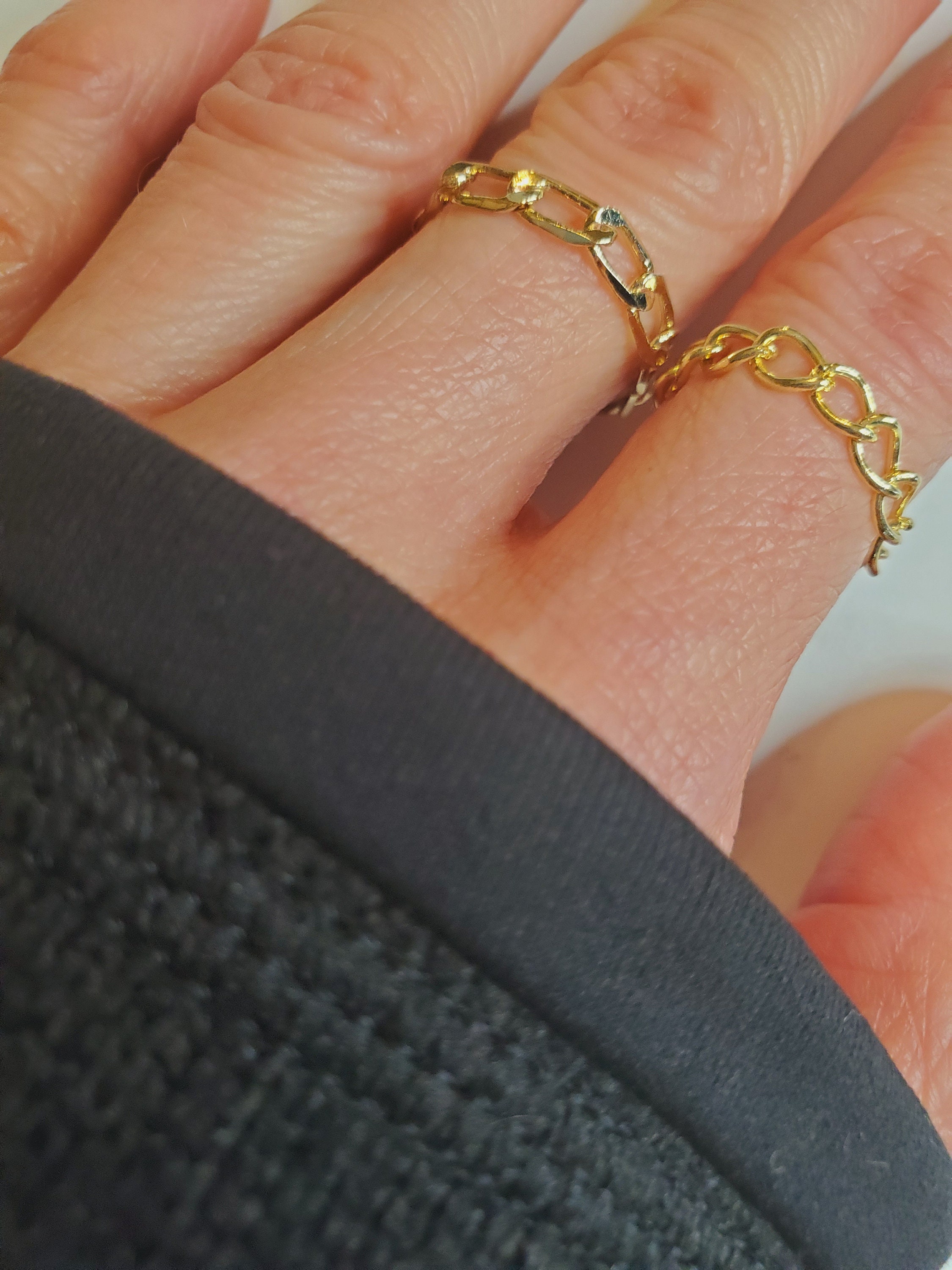 14K Gold Filled Flat Curb Chain Ring Minimalist Stacking | Etsy