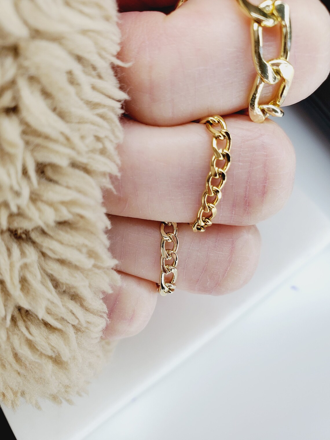 14K Gold Stainless Steel Chain Ring Chain Link Ring - Etsy