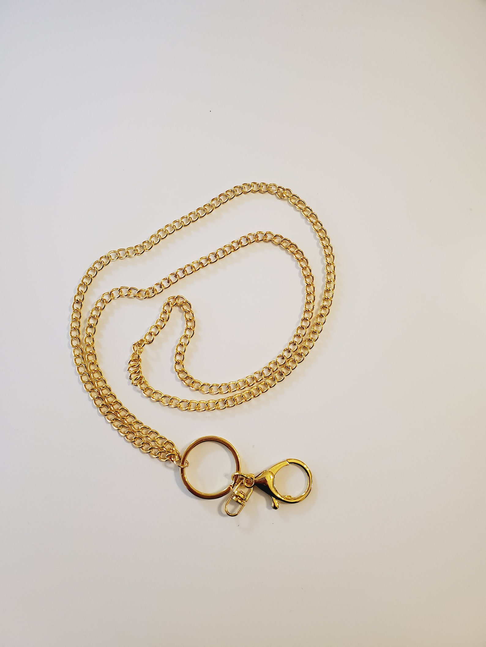 Gold Plated Curb Chain Lanyard Figure 8 Gold Chain ID Badge | Etsy