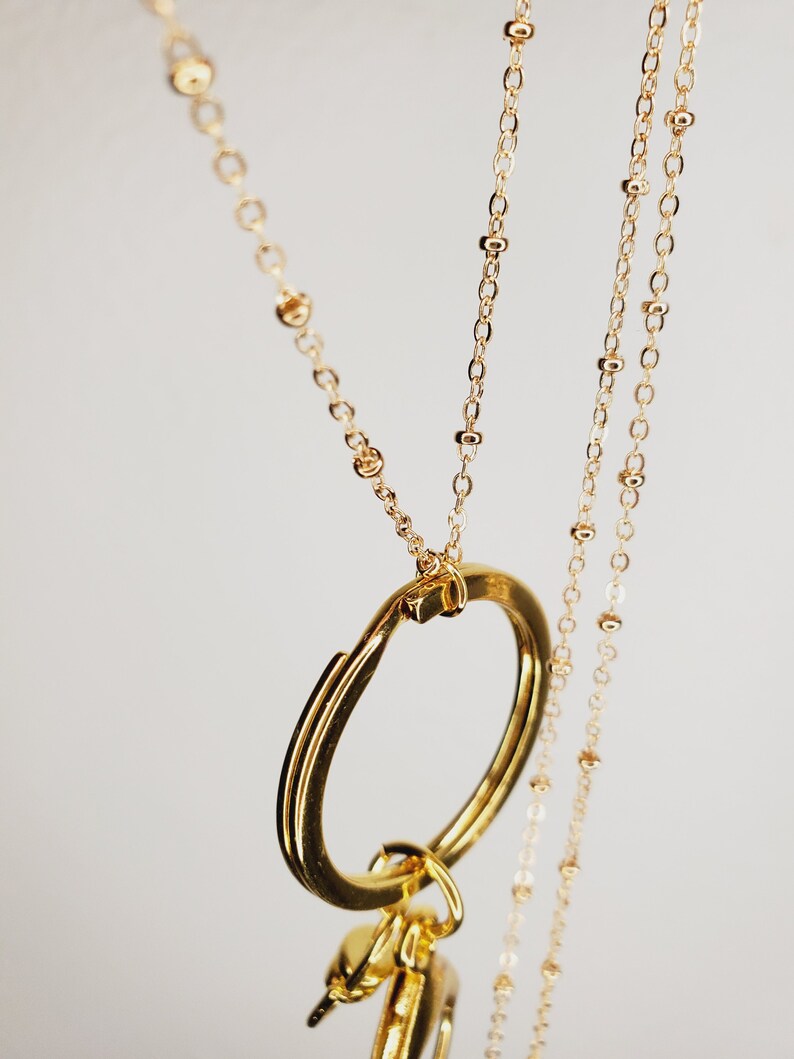 14K Gold Satellite Chain Lanyard Dainty Gold Chain ID Badge - Etsy