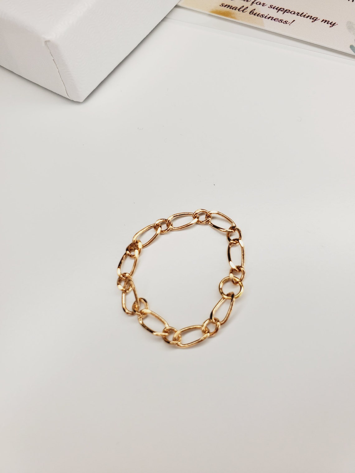 Mini Figaro Thin Chain Ring Gold Chain Ring Minimalist Ring | Etsy