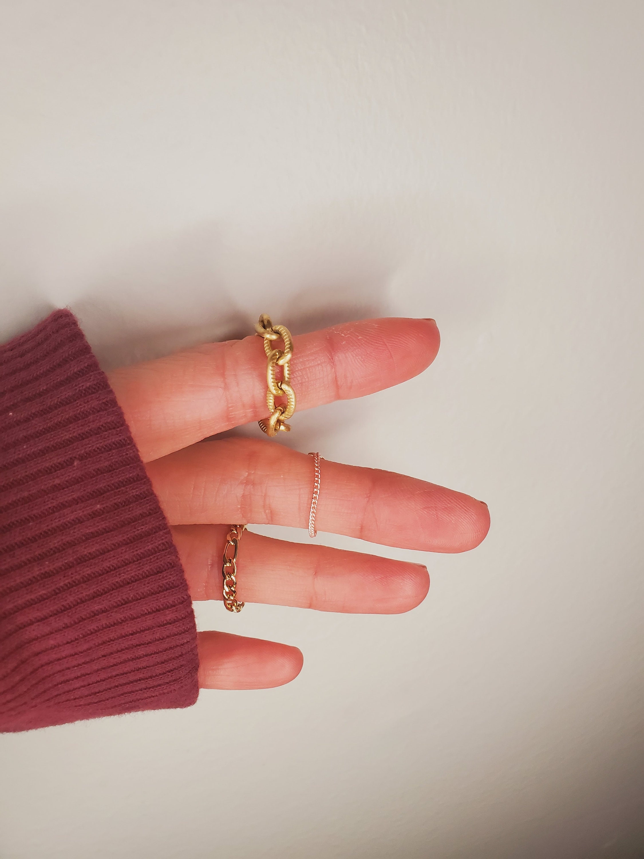 Gold Oval Link Chain Ring Chunky Gold Chain Ring Minimalist | Etsy