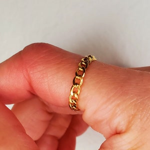 14K Gold Stainless Steel Chain Ring, Chain Link Ring, Minimalist Chain ...