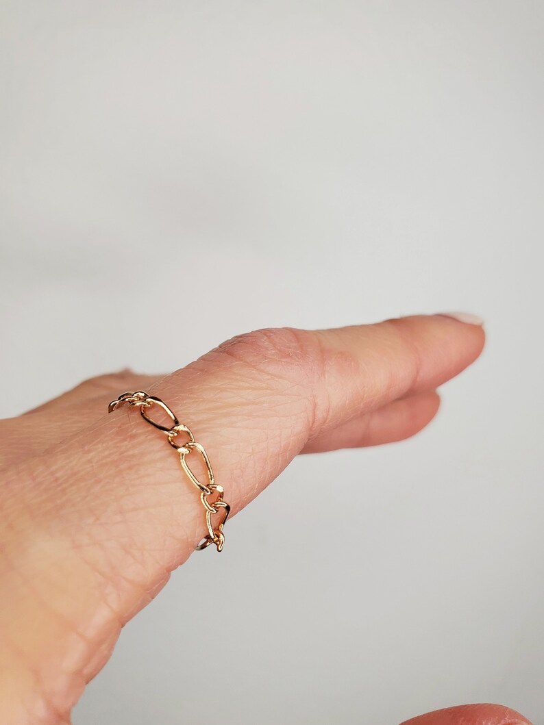 Mini Figaro Thin Chain Ring Gold Chain Ring Minimalist Ring | Etsy