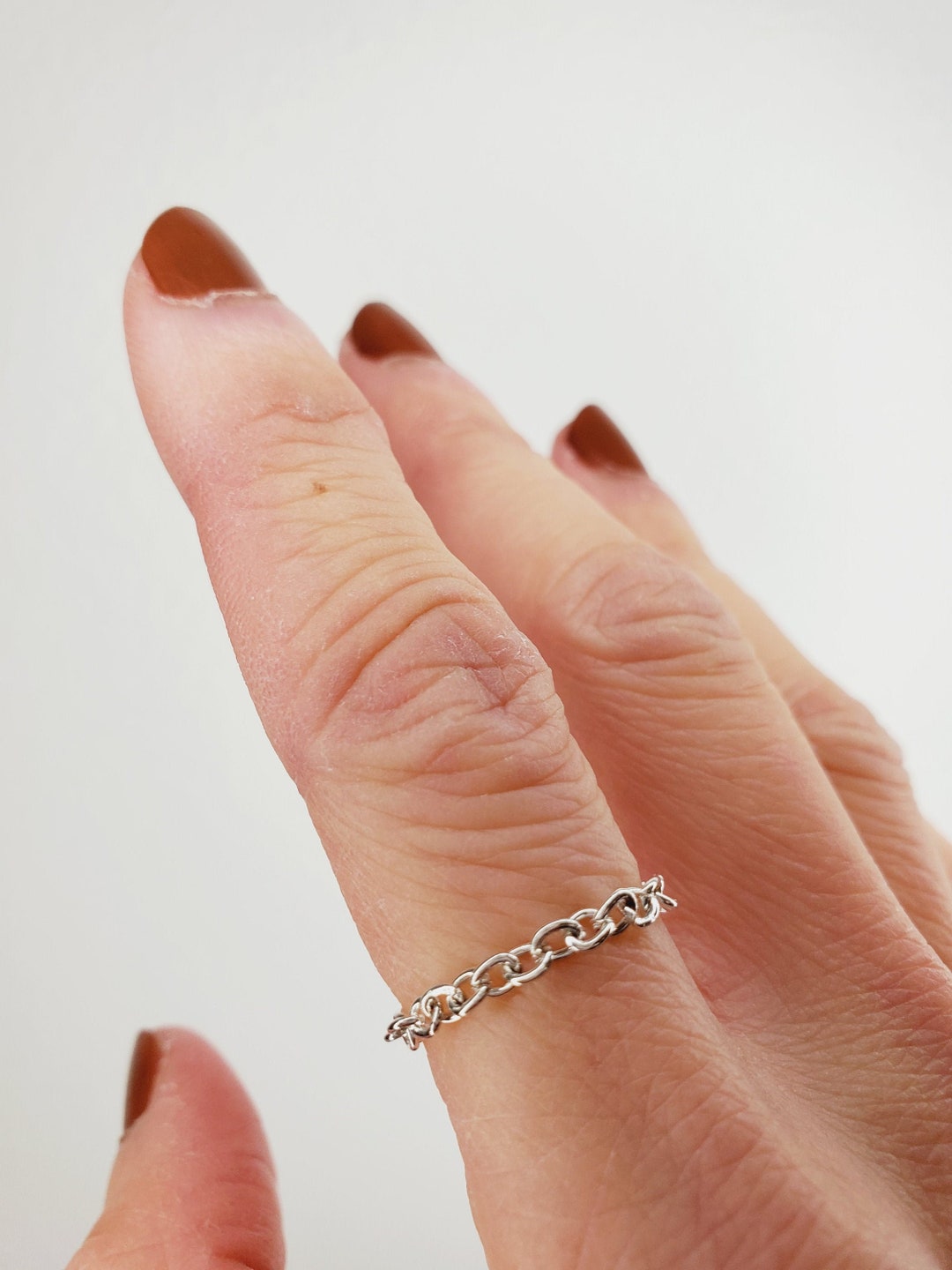Dainty Silver or Gold Chain Ring, Simple Minimalist Ring, Stacking Ring ...