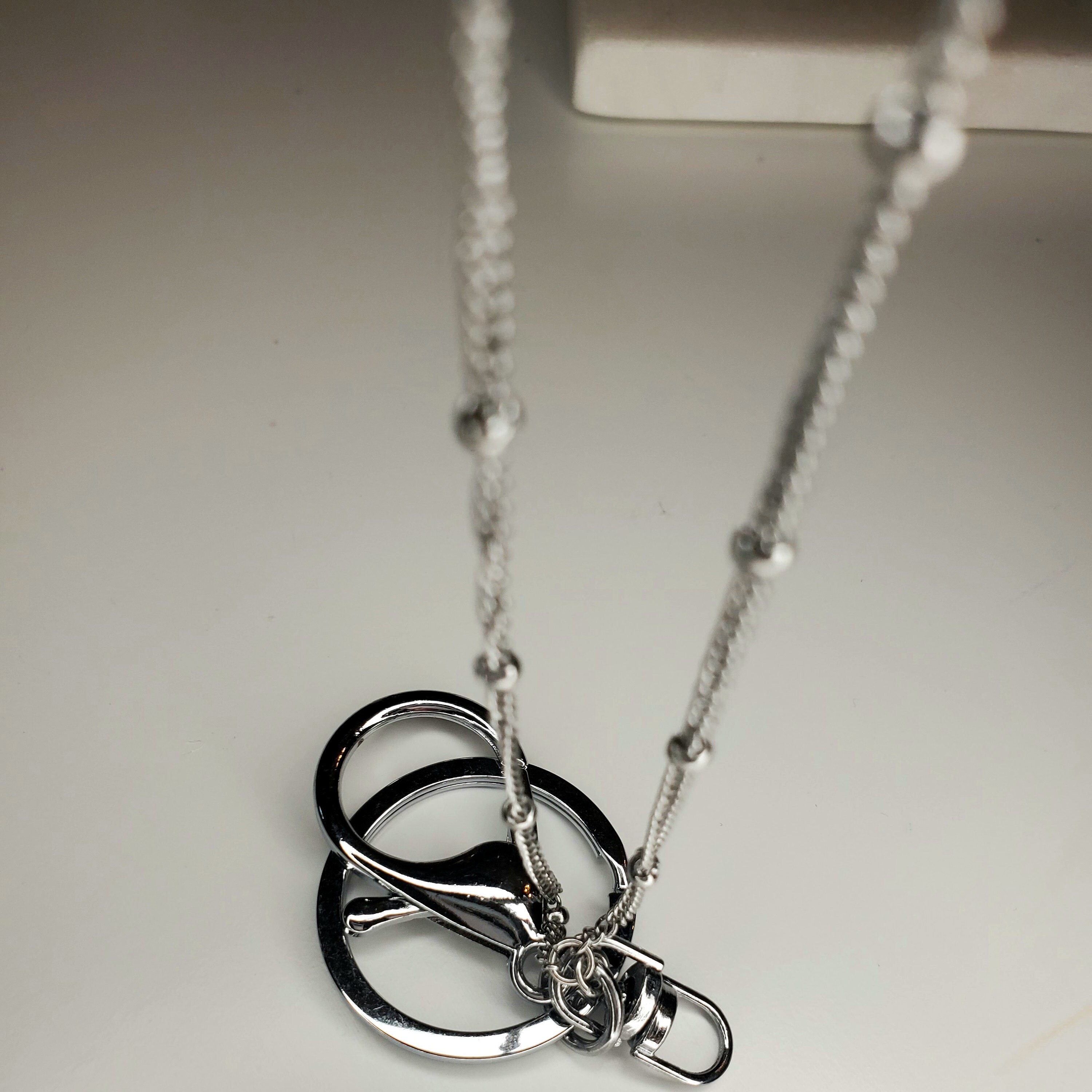 Stainless Steel Satellite Chain Lanyard Silver Steel Chain ID | Etsy