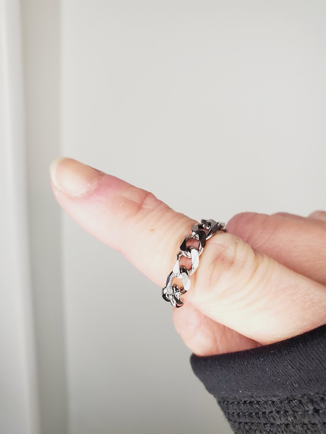 Chunky Stainless Steel Cuban Chain Ring, Minimalist Stacking Rings ...