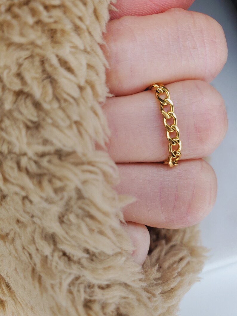 14K Gold Stainless Steel Chain Ring Chain Link Ring - Etsy