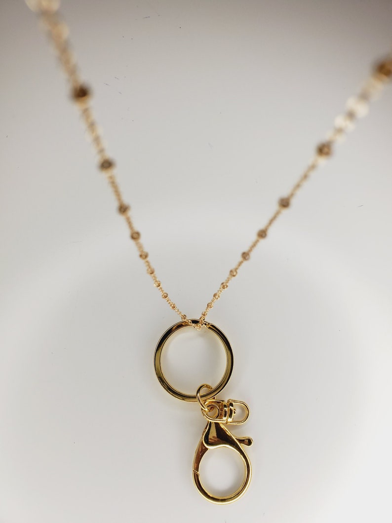 14K Gold Satellite Chain Lanyard Dainty Gold Chain ID Badge | Etsy