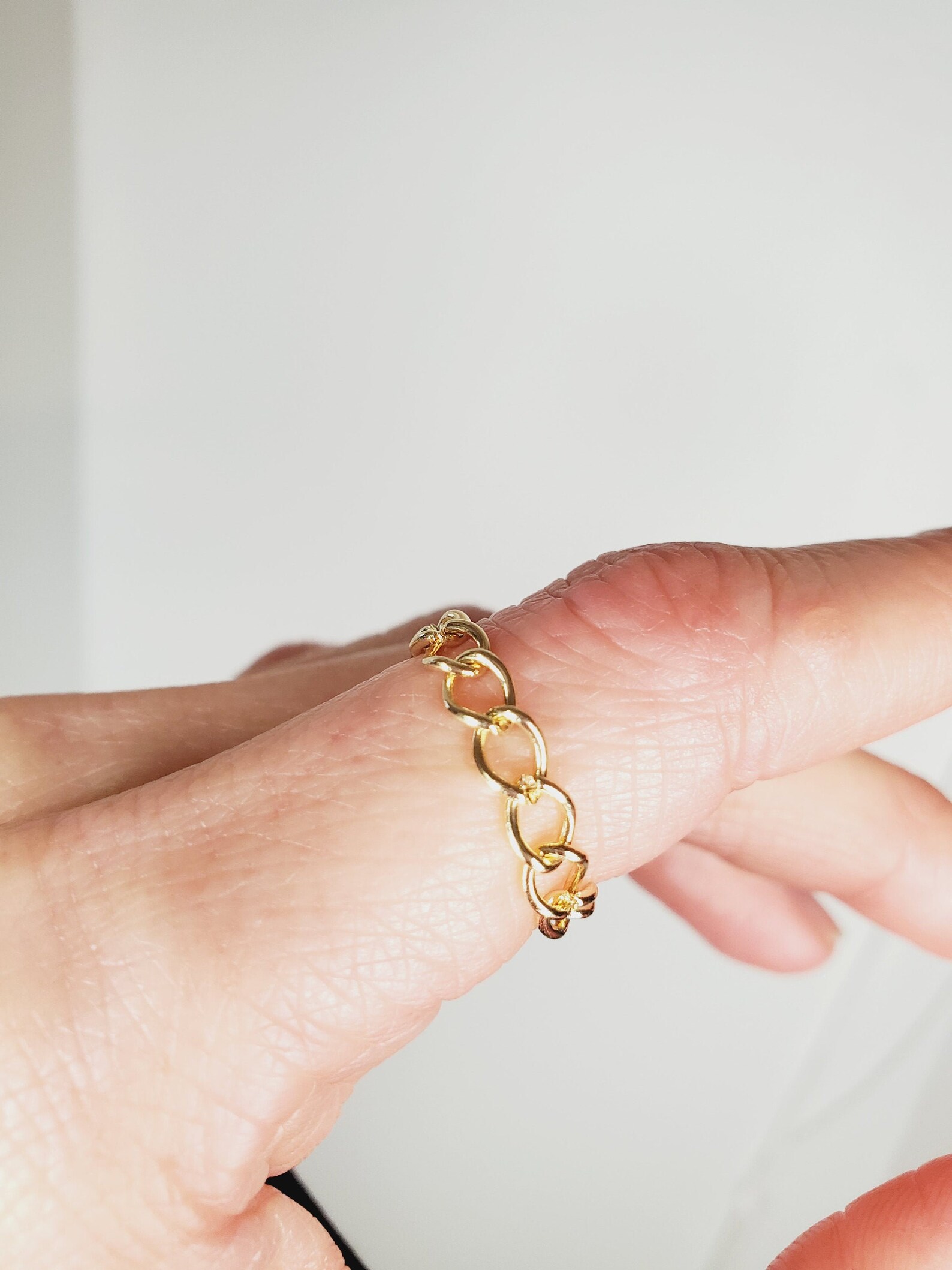 14K Gold Filled Flat Curb Chain Ring Minimalist Stacking | Etsy