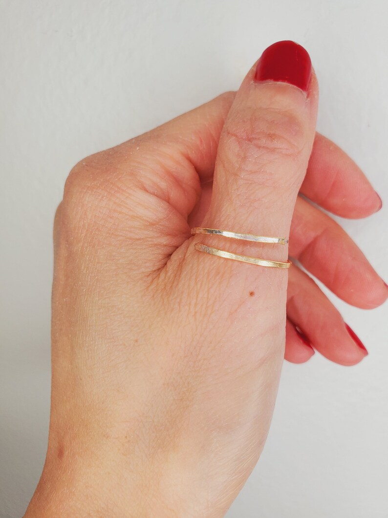 Dainty Open Ring Gold Wire Wrap Ring Adjustable Textured or - Etsy