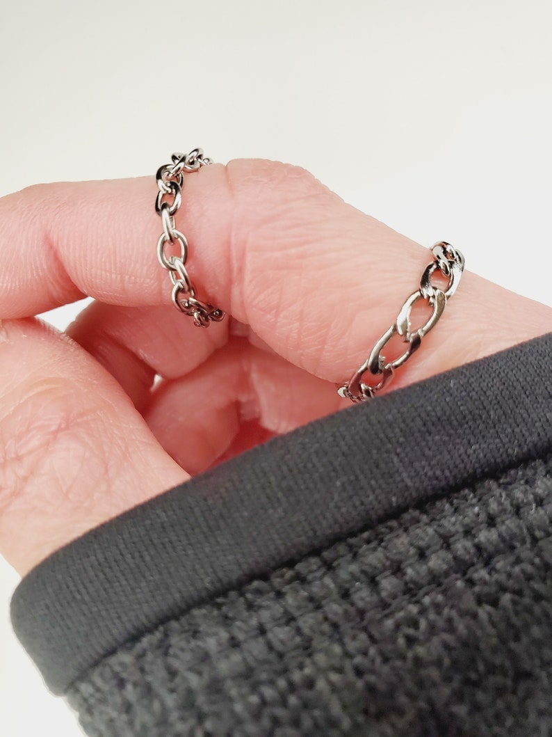 Non Tarnish Stainless Steel Chain Ring Curb Chain Silver - Etsy
