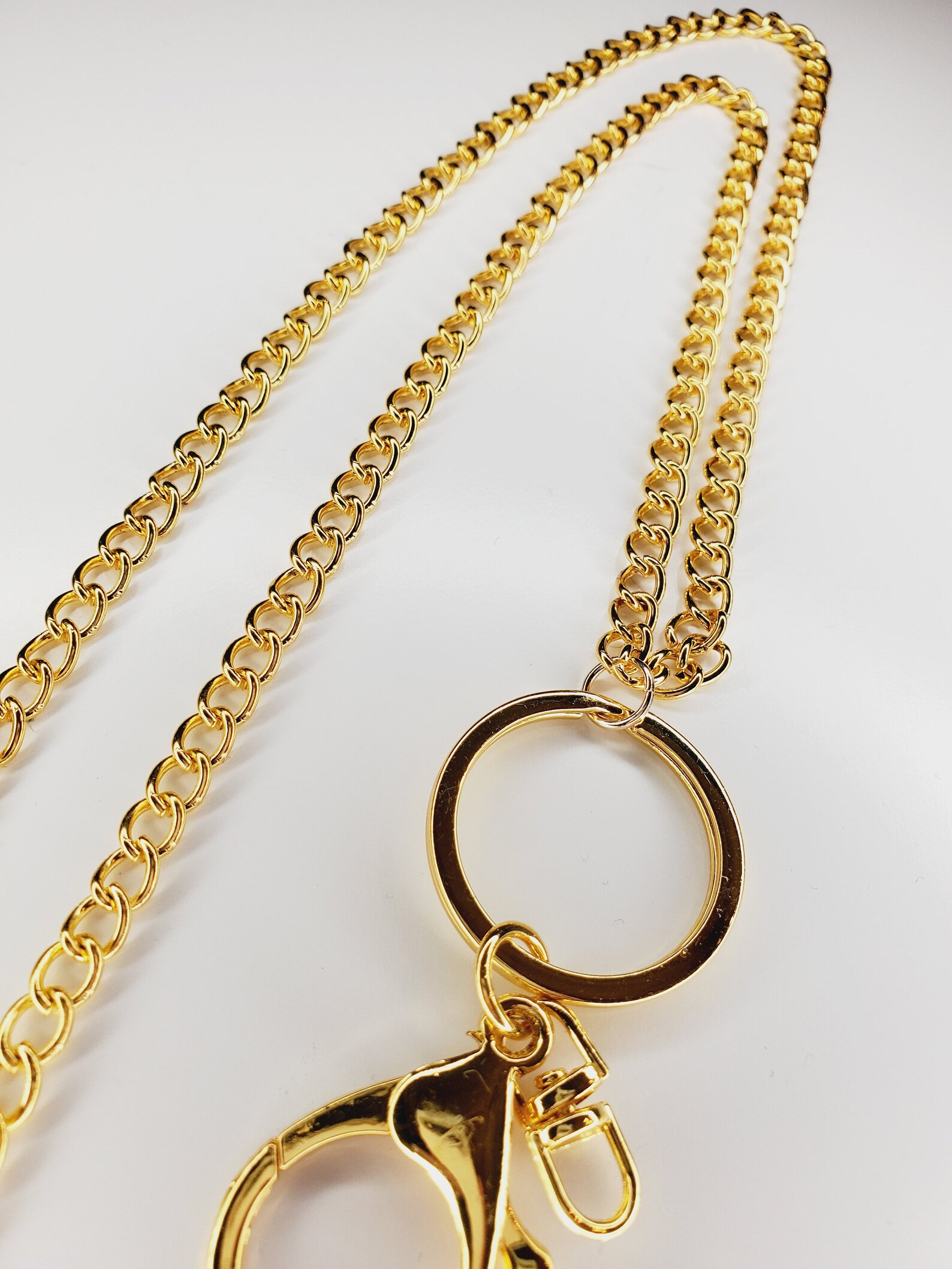 Gold Plated Curb Chain Lanyard Figure 8 Gold Chain ID Badge | Etsy
