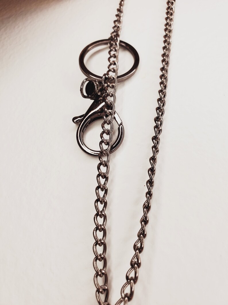 Gunmetal Curb Chain Lanyard Chain ID Badge Holder ID Holder | Etsy