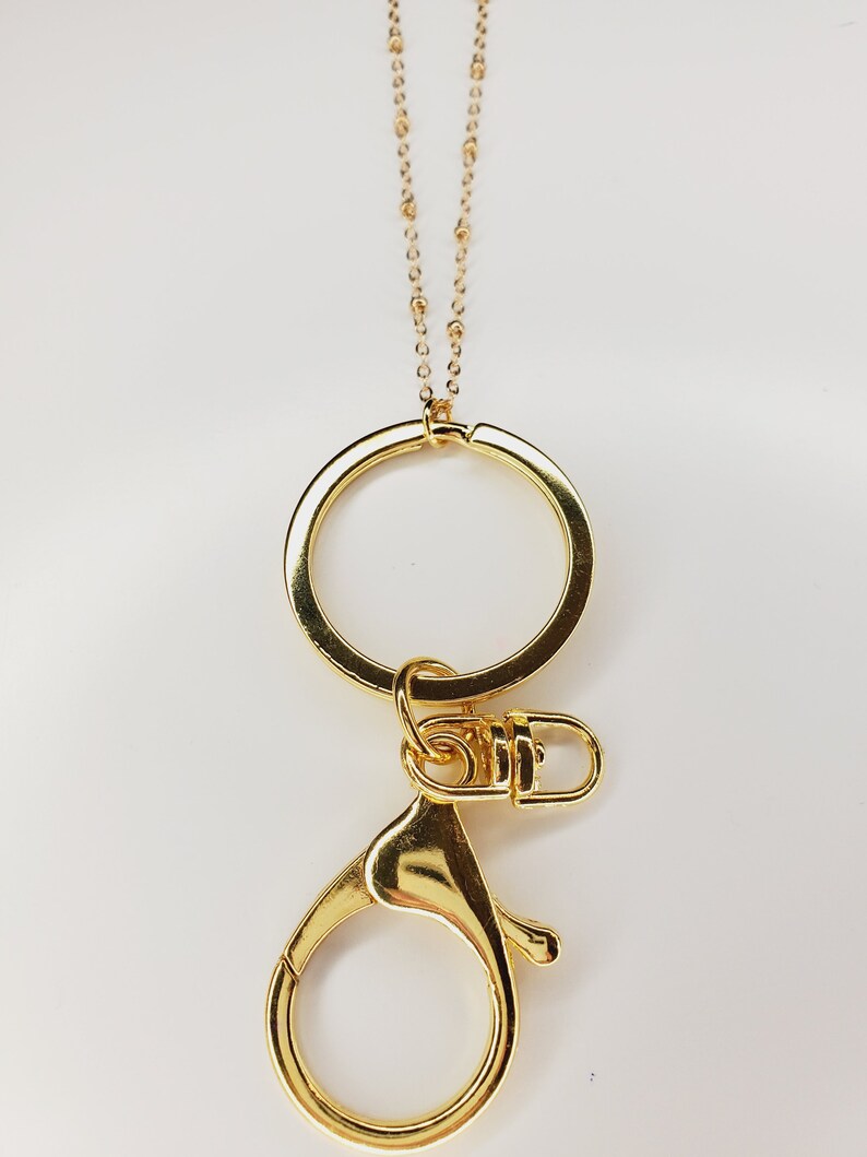 14K Gold Satellite Chain Lanyard Dainty Gold Chain ID Badge | Etsy