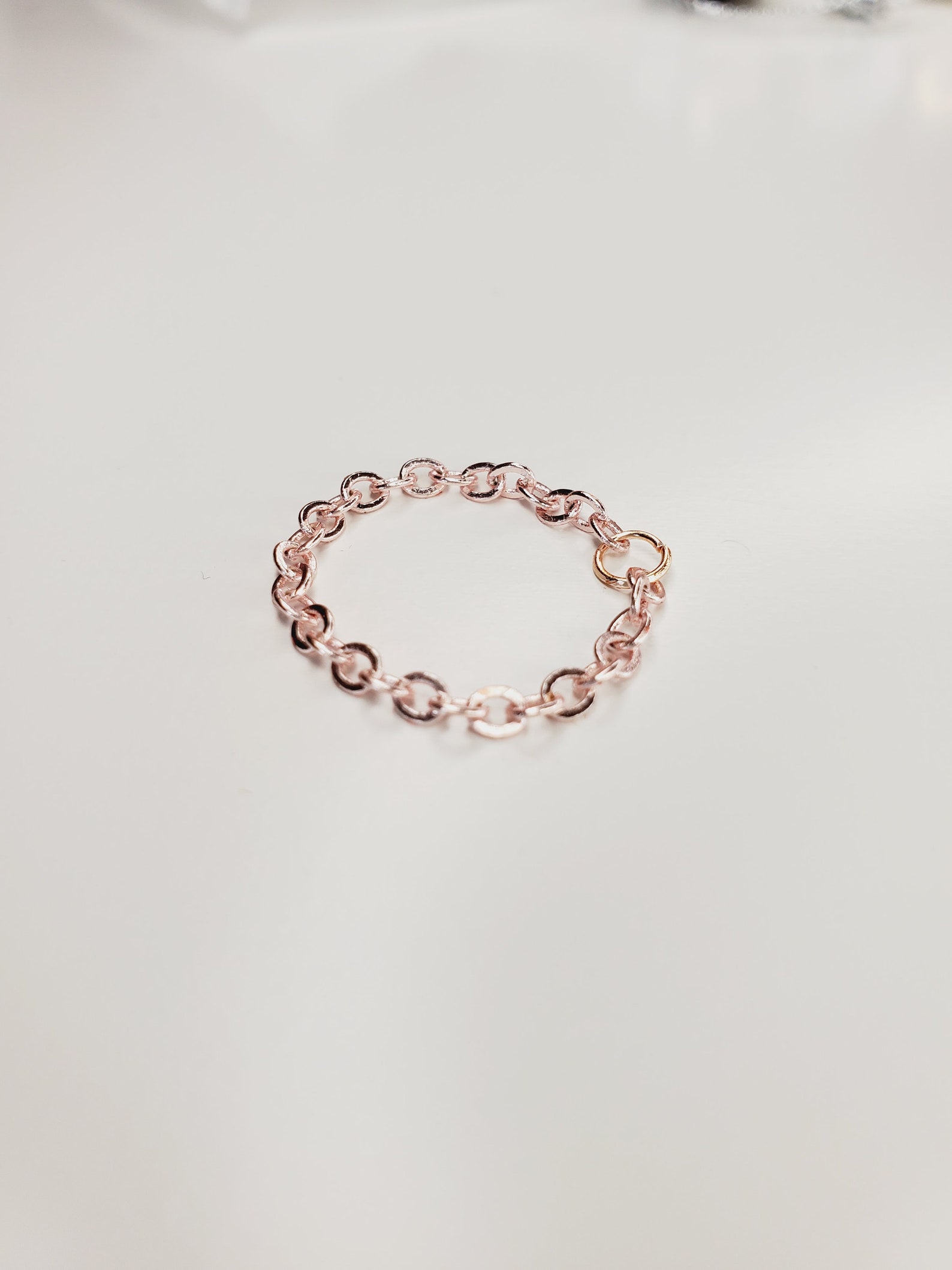 Thin Chain Ring White Rose Gold Chain Ring Minimalist Ring - Etsy