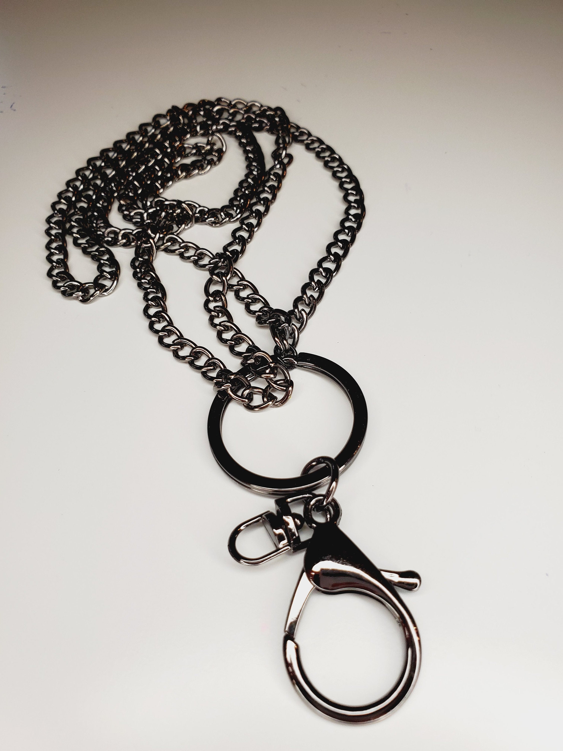 Gunmetal Curb Chain Lanyard Chain ID Badge Holder ID Holder | Etsy
