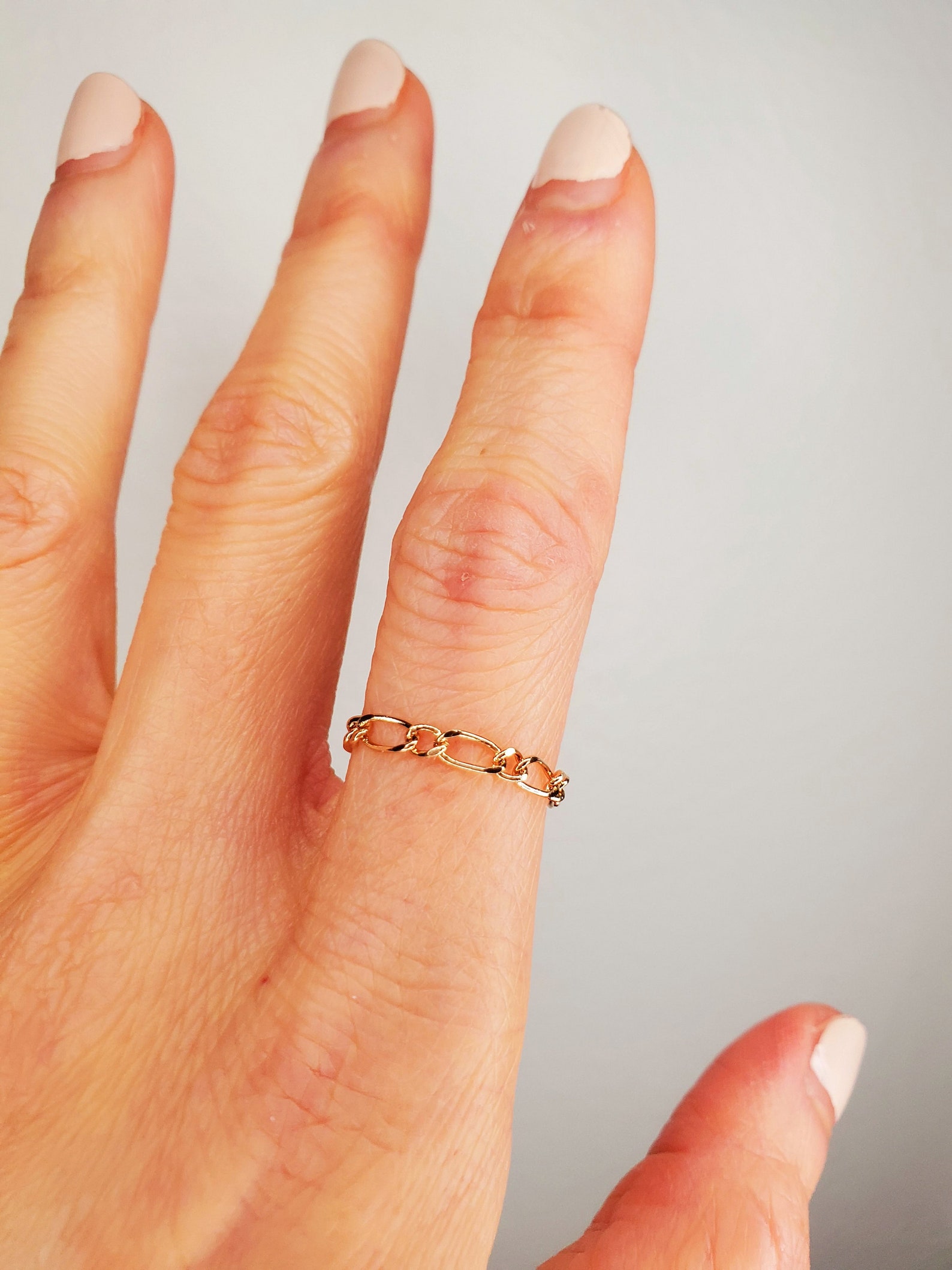 Mini Figaro Thin Chain Ring Gold Chain Ring Minimalist Ring | Etsy