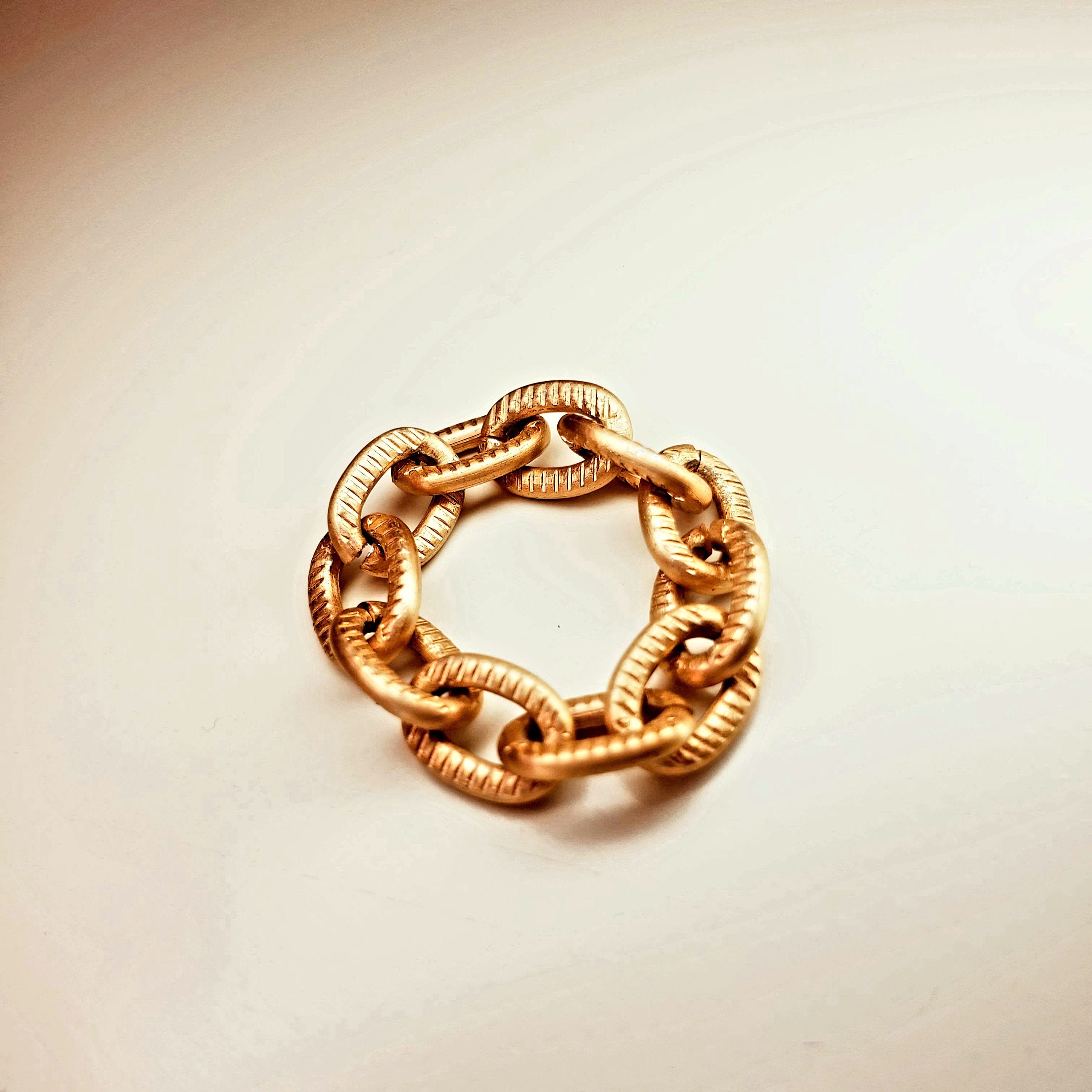 Gold Oval Link Chain Ring Chunky Gold Chain Ring Minimalist | Etsy