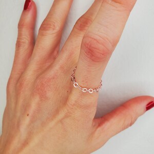 Thin Chain Ring, White Rose Gold Chain Ring, Minimalist Ring, Stacking ...