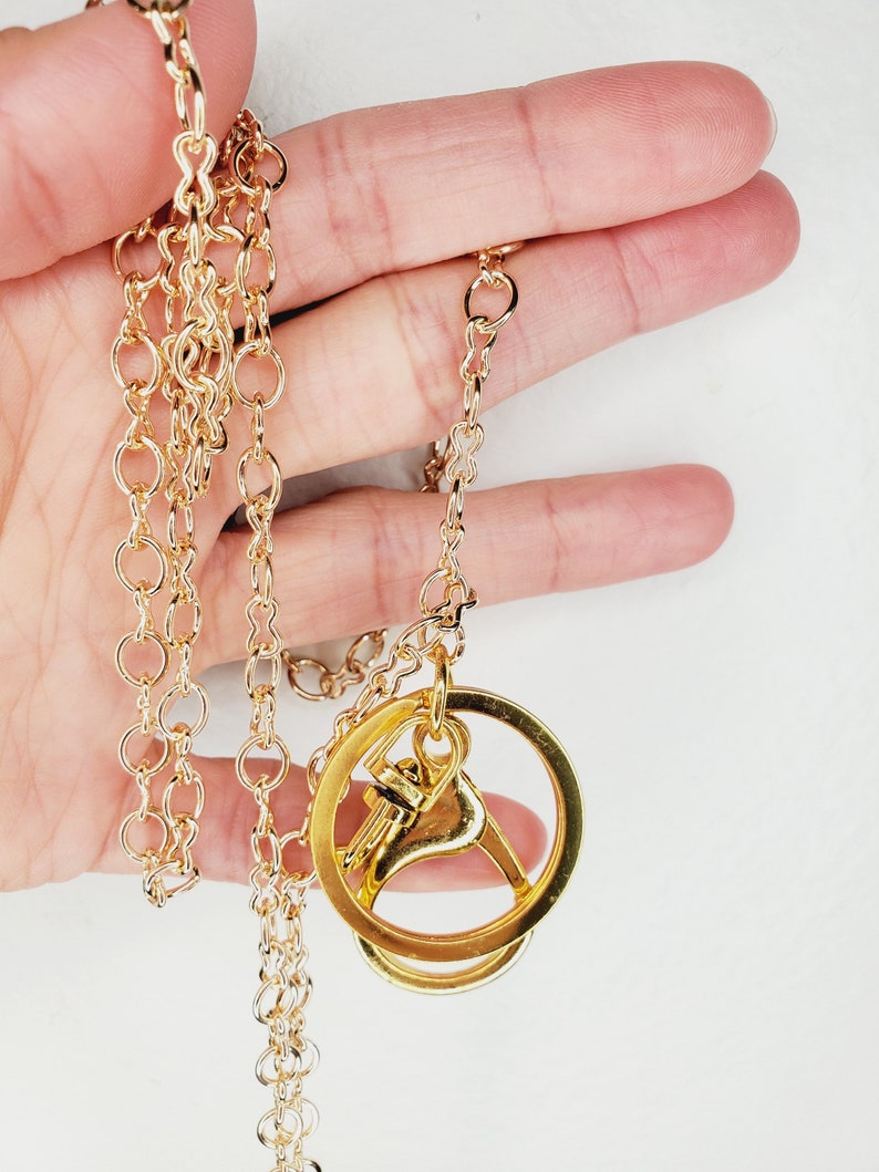 Gold Plated Curb Chain Lanyard Figure 8 Gold Chain ID Badge | Etsy