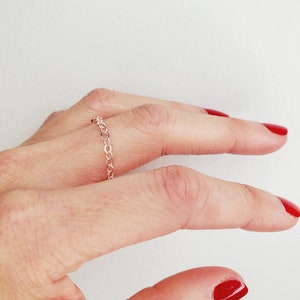 Thin Chain Ring, White Rose Gold Chain Ring, Minimalist Ring, Stacking ...