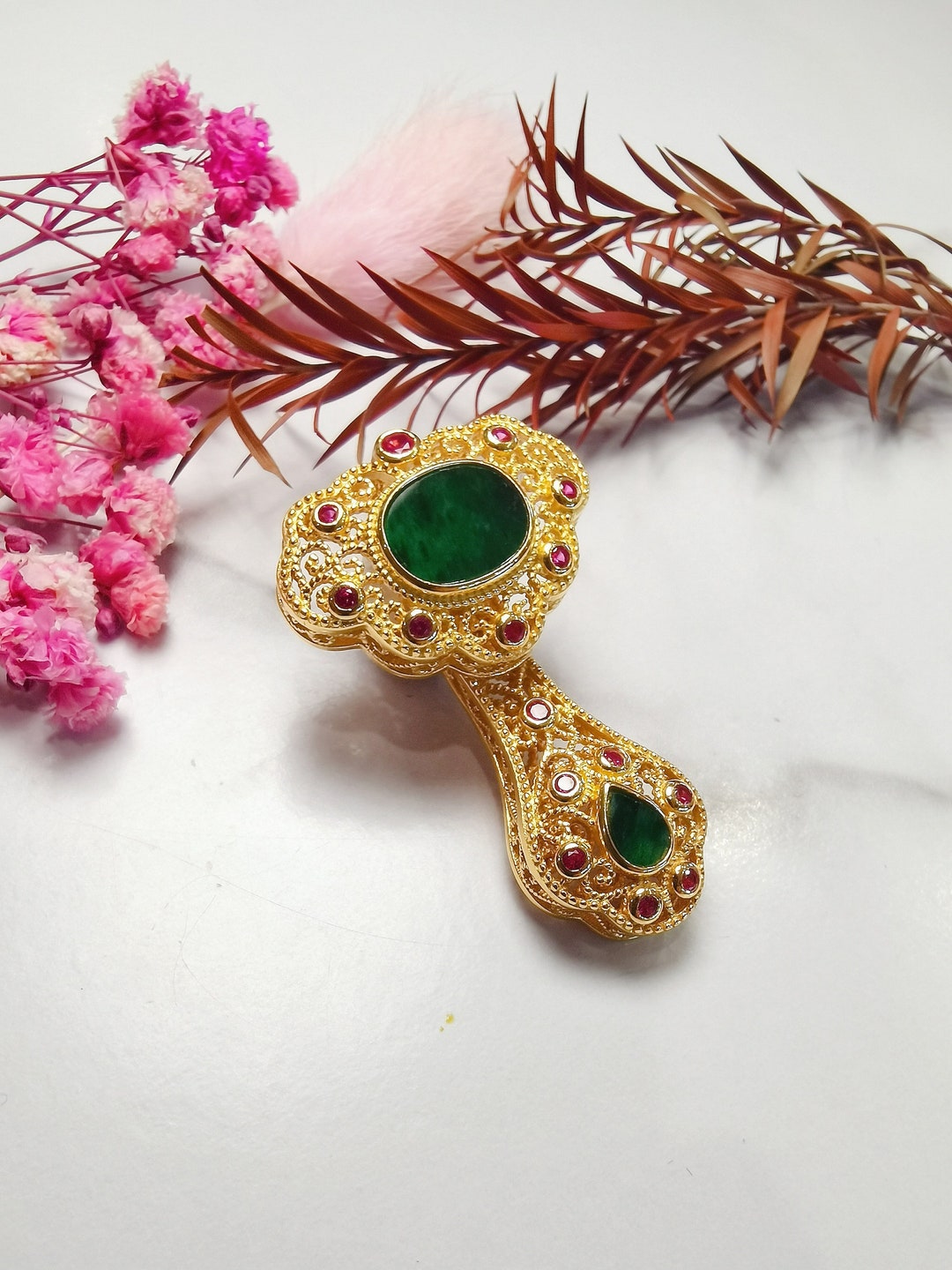 Myanmar Grade A Green Jadeite Pendant ruyi-shape JN063 gemstone ...