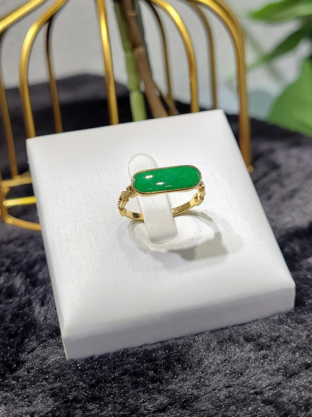 18k Yellow Gold Settings + Myanmar Grade A Jadeite Ring - JR090 ...