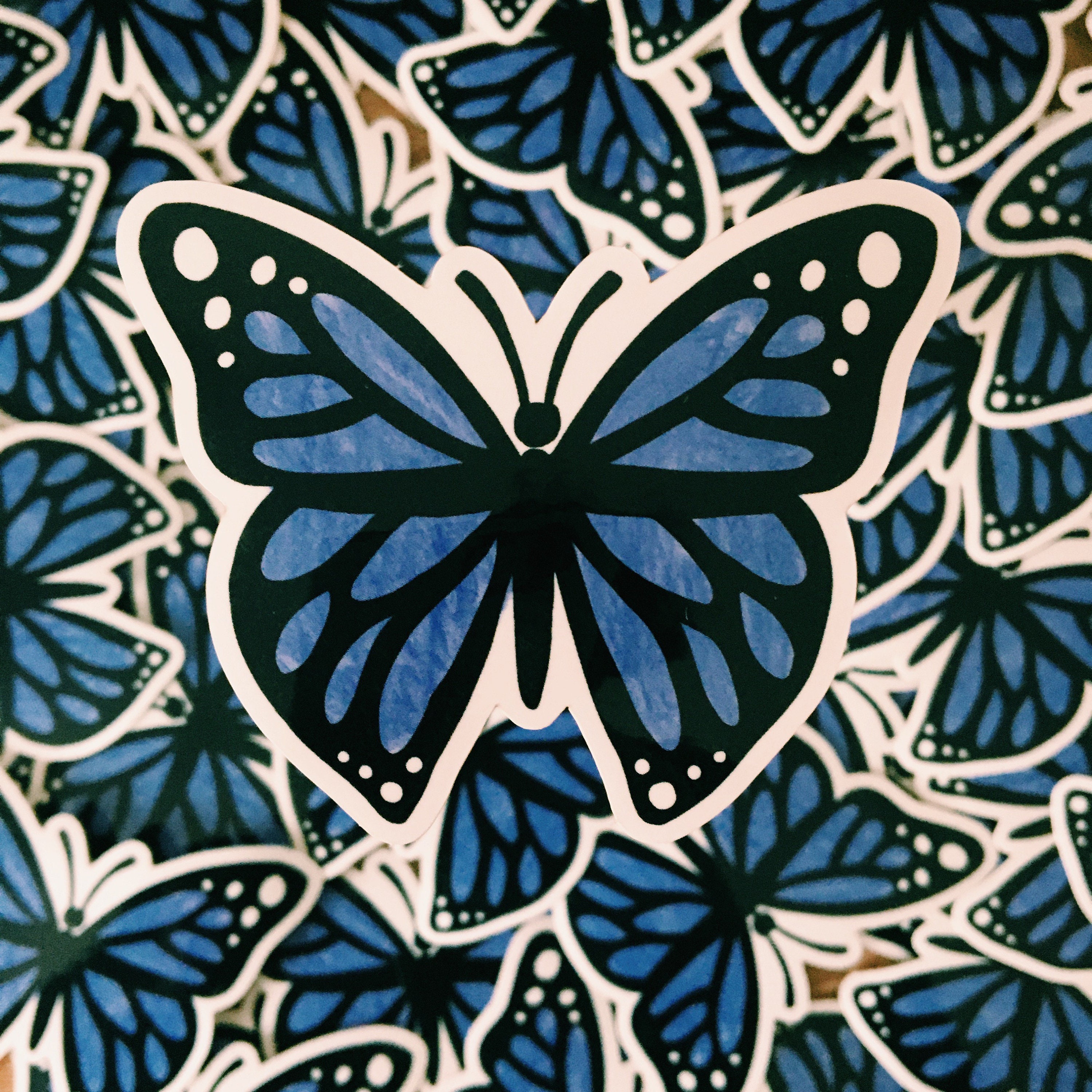Blue Butterfly Vinyl Sticker - Etsy