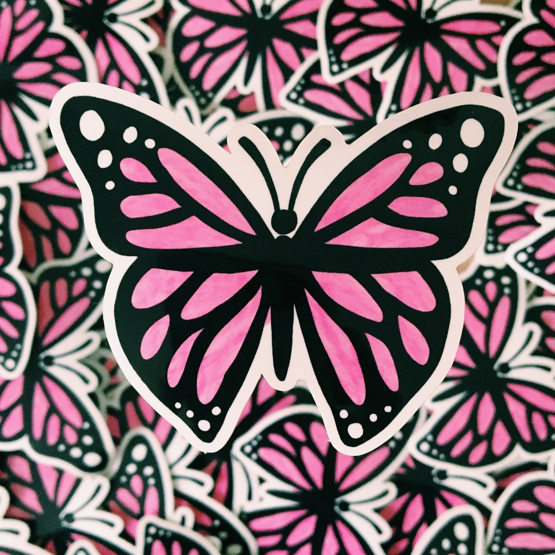 Pink Butterfly - Vinyl Sticker - Etsy