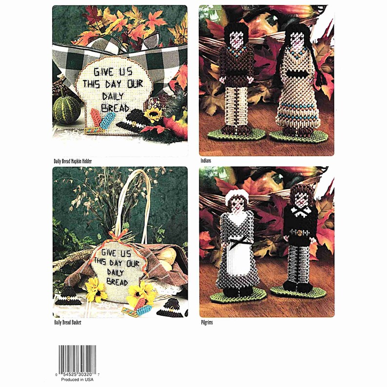 SALE Vintage Plastic Canvas Patterns, Thanksgiving Daily Bread, Holiday ...