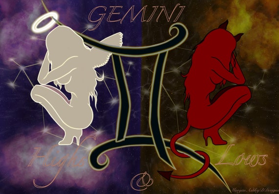 Gemini Digital Artwork Designangel and Devil - Etsy