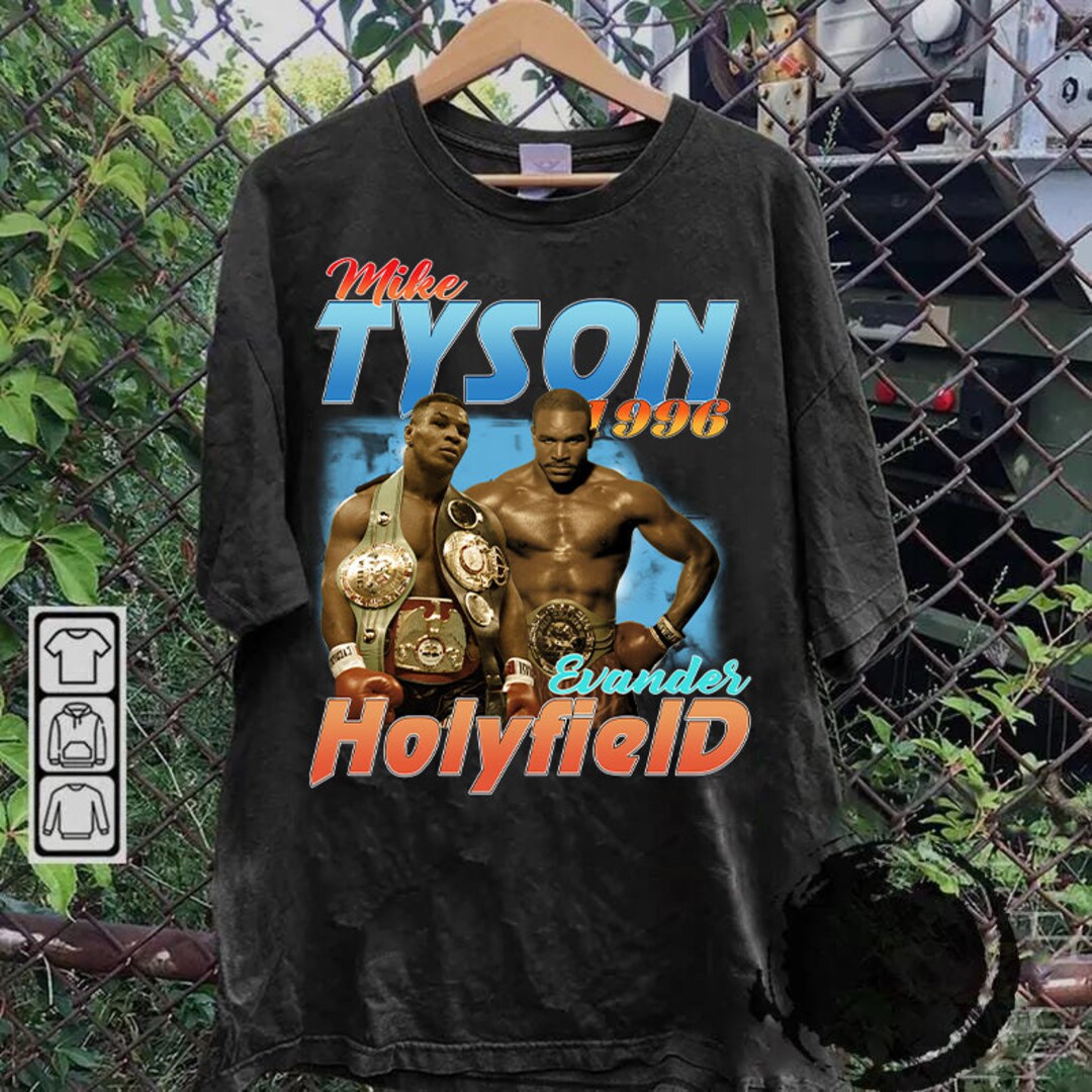 Vintage Bootleg Style Mike Tyson Evander Holyfield Shirt, Mike Tyson ...